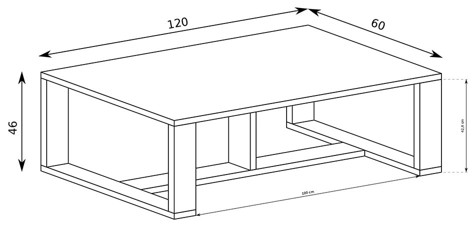 FONTI | konferenční stolek F-8 | 120x60x45,5 cm | dub karamel | lamino 32 mm