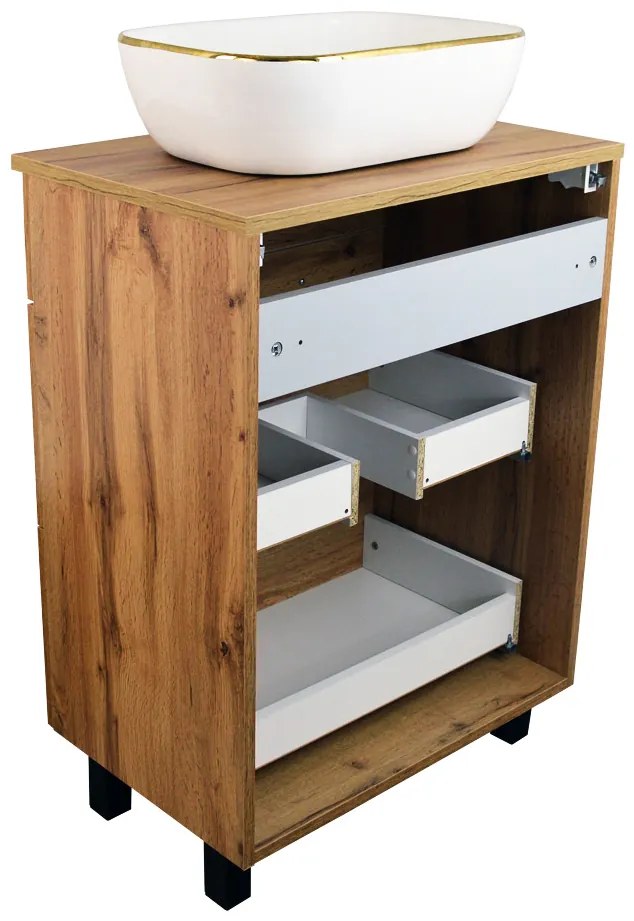 Comodo Koupelnová skříňka pod deskové umyvadlo Solero OW 60-HD, dub wotan