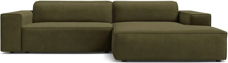Khaki sametová modulární rohová pohovka (pravý roh/s lenoškou) Jodie – Micadoni
