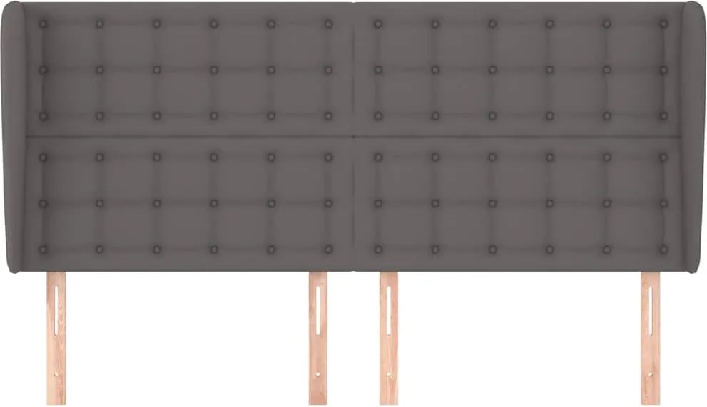 Čelo postele typu ušák tmavě šedá 183x23x118/128 cm umělá kůže 3118062