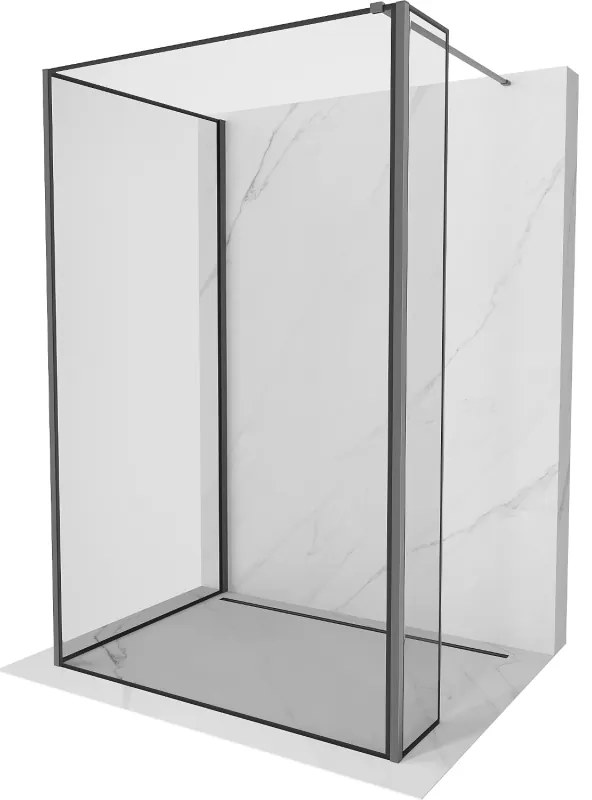Mexen Kioto sprchová stěna Walk-in 140 x 100 x 30 cm, černý rám, gun metal - 800-140-100-221-95-70-030