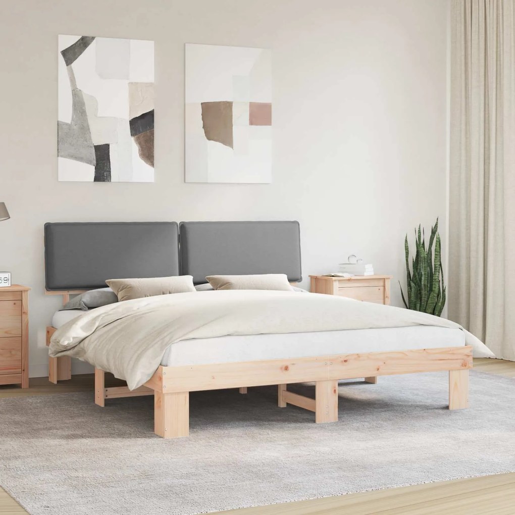 Rám postele s čalouněným čelem s čelo Světle šedá 200 x 200 cm 3398064