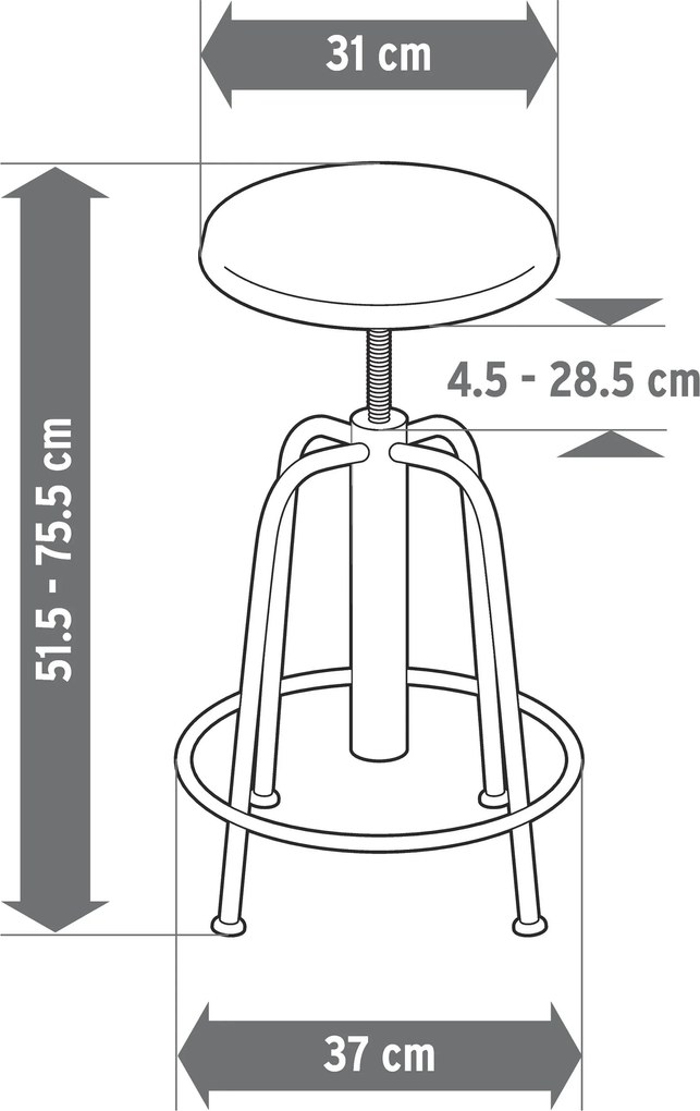 Tchibo - Stolička s dřevěným sedákem - barva: bílá