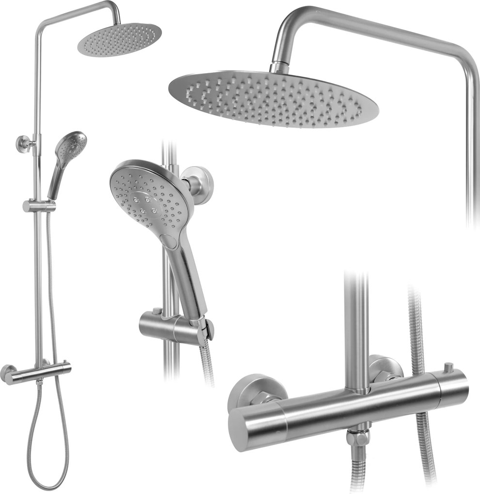 Rea Vincent, sprchový set s termostatickou baterií a dešťovou hlavicí 25cm, nikl matný, REA-P6603