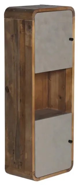 furniture-nabytek.cz - Masivní koupelnová skříňka Dingora z recyklované borovice a MDF, lakovaná, přírodní / šedá – 40×25×110 cm