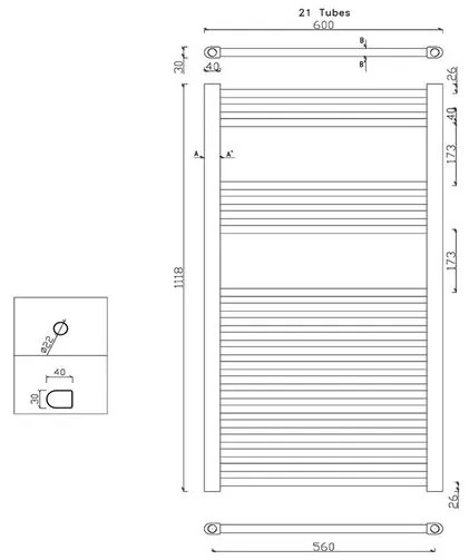 EBS Grande SGR6001118RCR Radiátor 60x111,8 cm, vnější připojení, chrom S_G60112RCR (SGR6001118RCR)