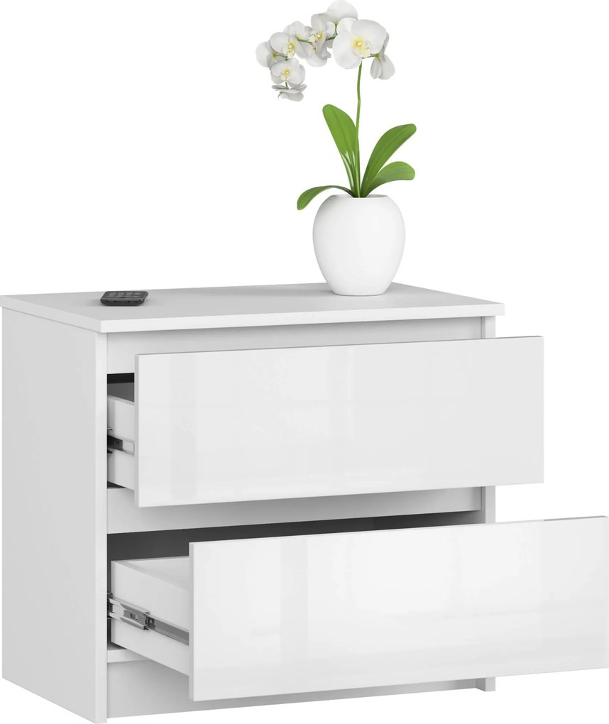 Komoda Liv 60 cm bílá lesklá