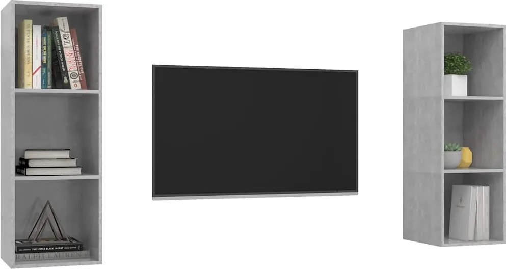 Nástěnné TV skříňky 2 ks betonově šedé dřevotříska 3079857