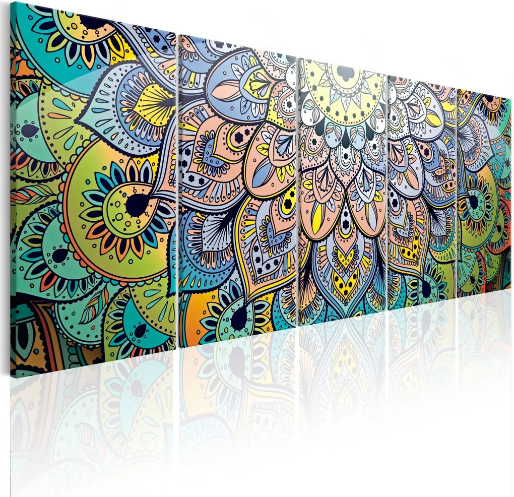 Murando DeLuxe Moderní obrazy na zeď - paví mandala Velikost: 225x90 cm