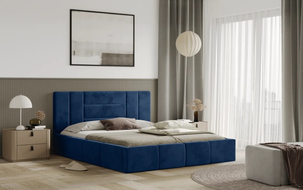 Postel MILANO 140x200 modrá s úložným prostorem