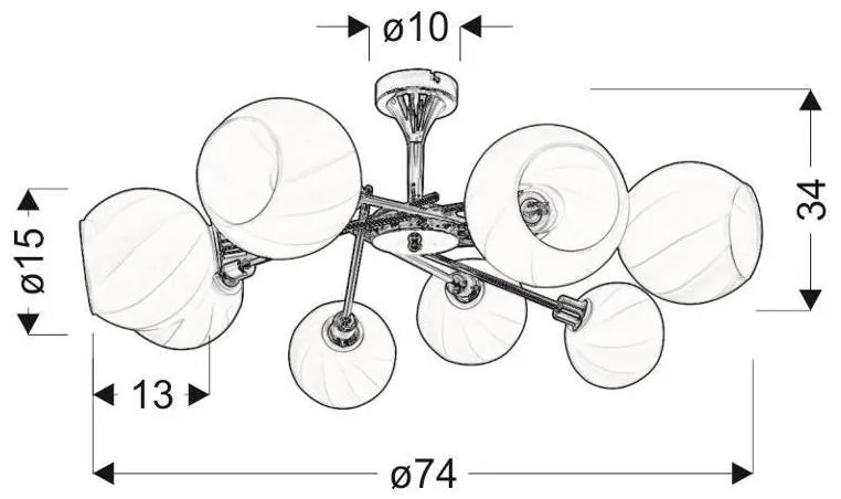 Chromové stropní svítidlo Raul pro žárovku 8x E14  - Candellux