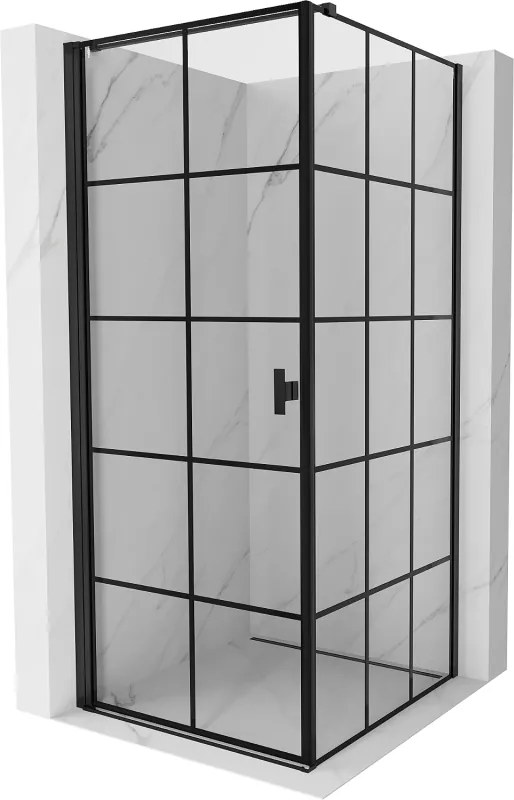 Mexen Mist-B, 1-křídlý ​​výklopný sprchový kout levý 80 x 80 cm, černá mřížka, černý - 8A2T-080-080-70-77-L