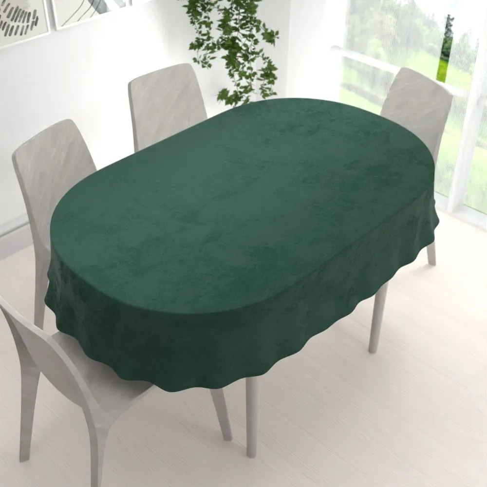 Biante Sametový oválný ubrus Velvet Premium SVP-044 Lesní zelená 140x220 cm
