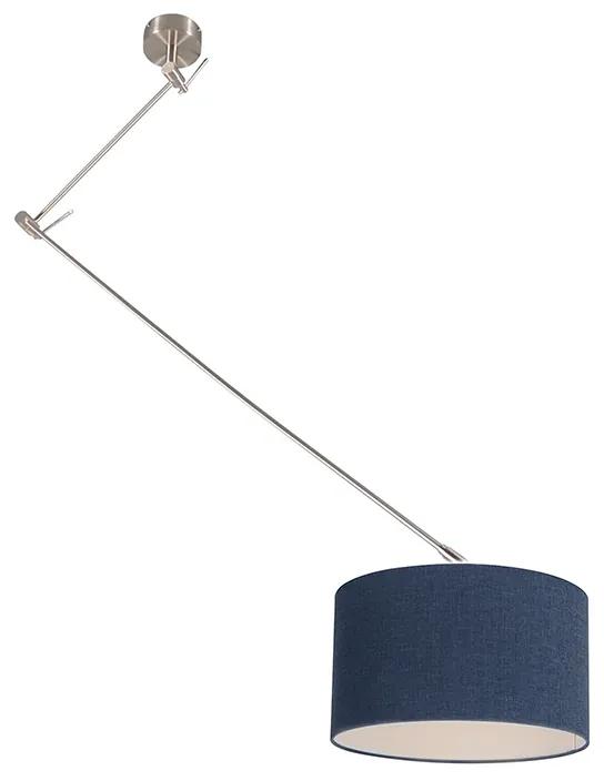 Závěsná lampa ocelová se stínidlem 35 cm modrá nastavitelná - Blitz I.