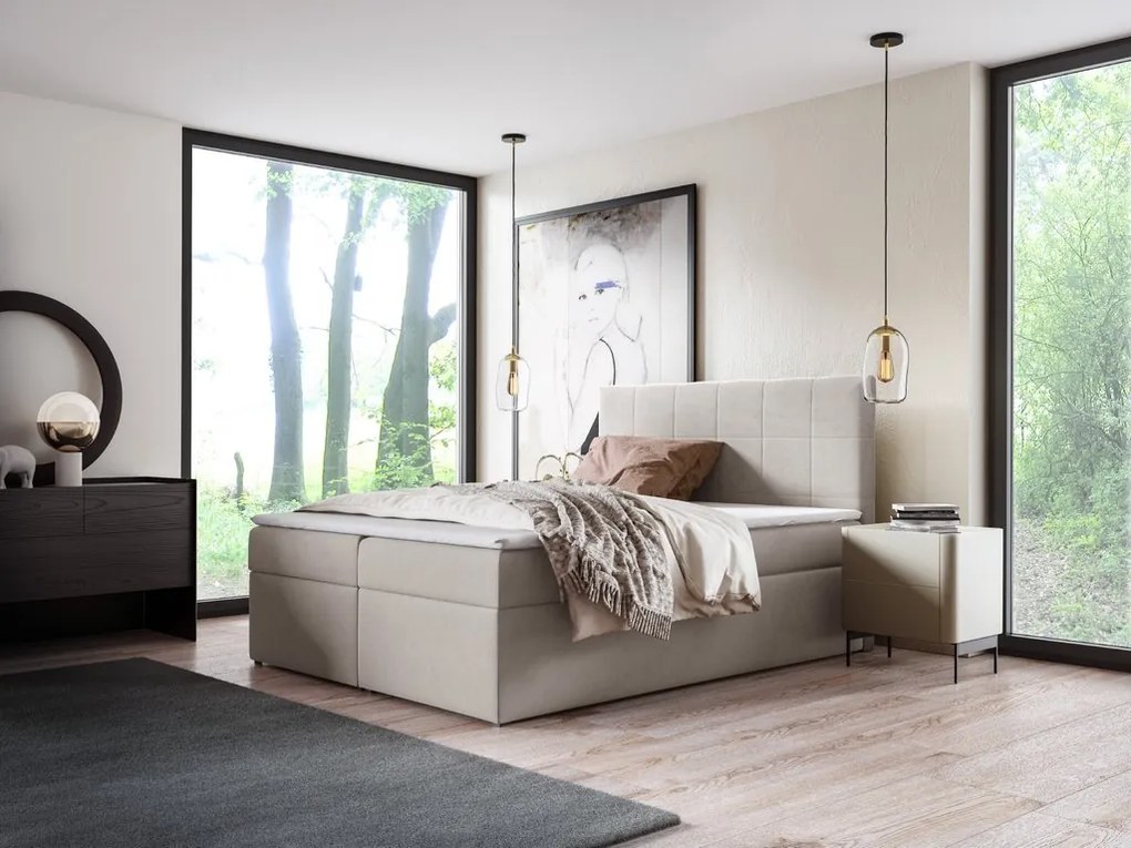 Eka Kontinentální čalouněná postel SMART - Trinity (120x200 cm) Barva látky Trinity: Krémově bíla (Trinity 2301)