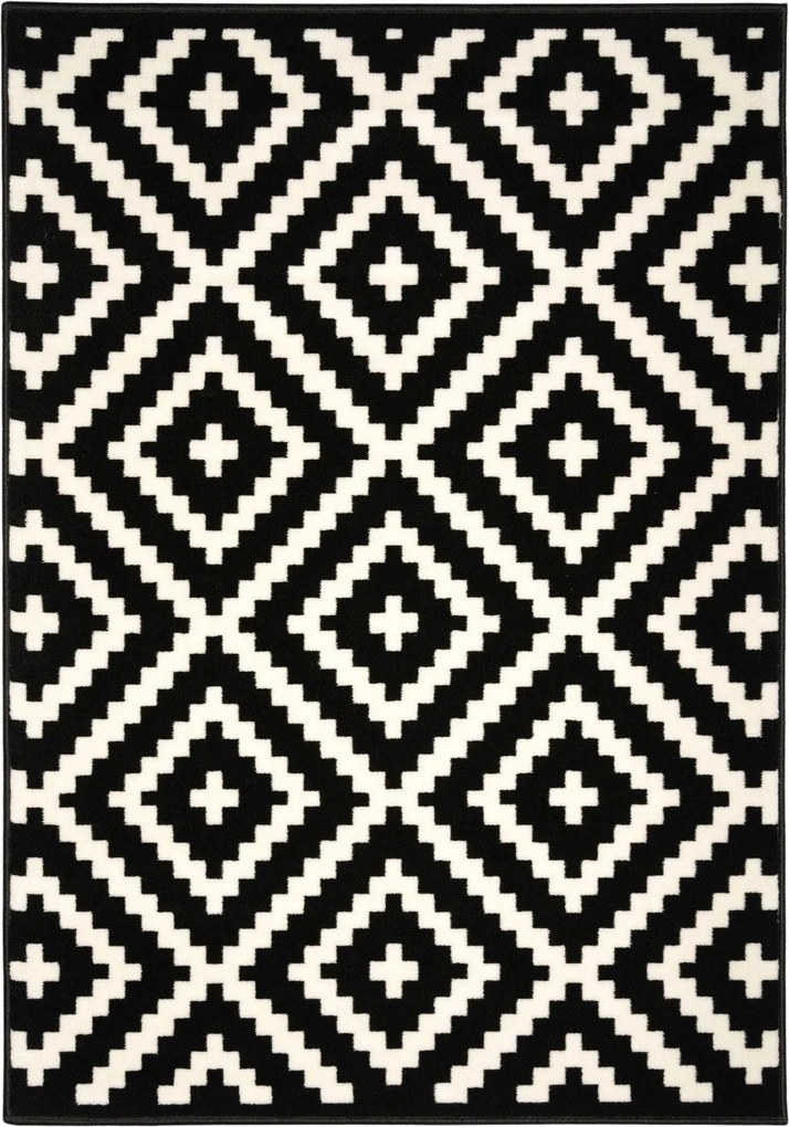 Kusový koberec Gloria new black/cream, 190x280, čiernobiela, chodba / predsieň, Alfa Carpets