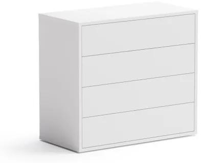 PLAN Kancelářský zásuvkový díl BLOCK White, nízký, 4 zásuvky, bílá