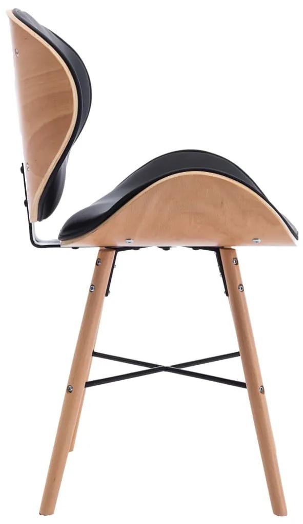 Jídelní židle 2 ks černé umělá kůže a ohýbané dřevo,  283144