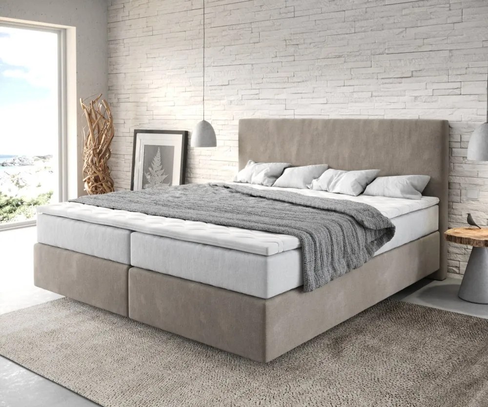 Boxspring postel Dream-Well 180x200 cm béžová mikrovlákno
