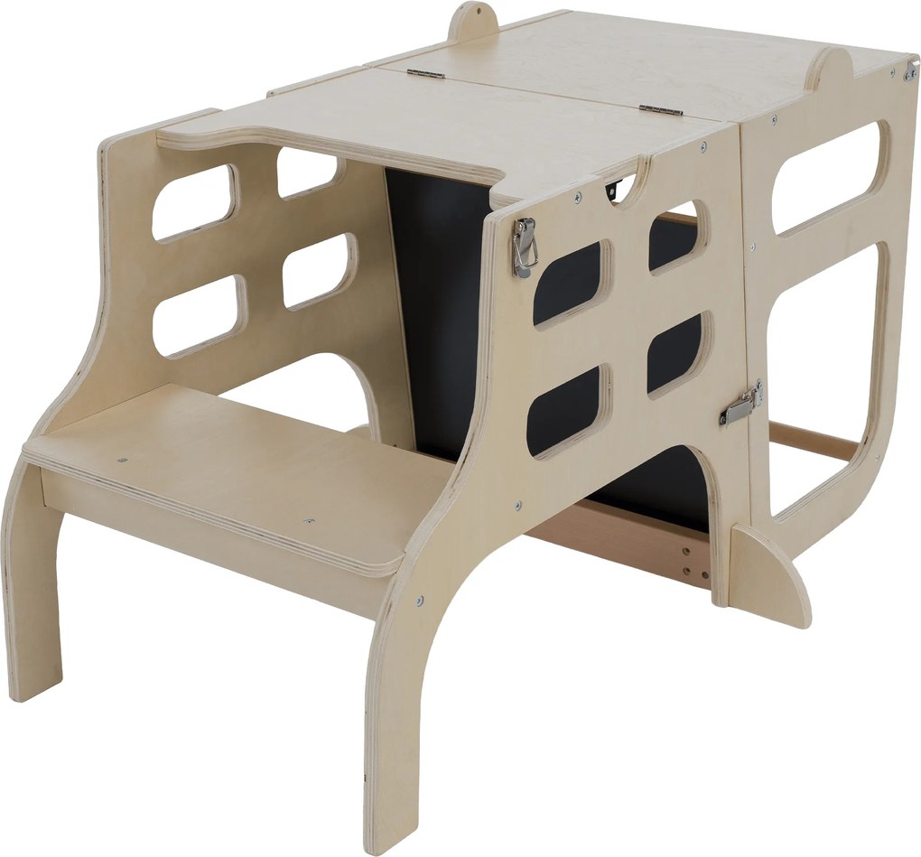 Montessori učící věž 3v1 s tabulí MONTI - přírodní