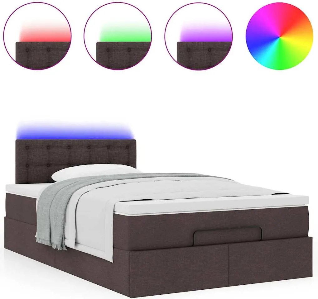 Osmanský rám postele s matrací tmavě hnědá 120x190cm textil 3312460