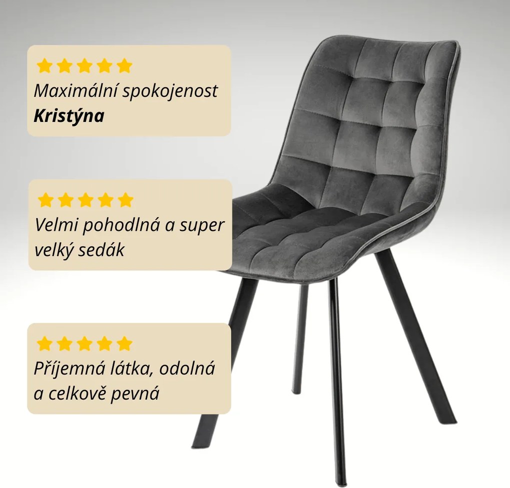 Vikio Jídelní židle čalouněná šedá látka samet AJZ130S-S