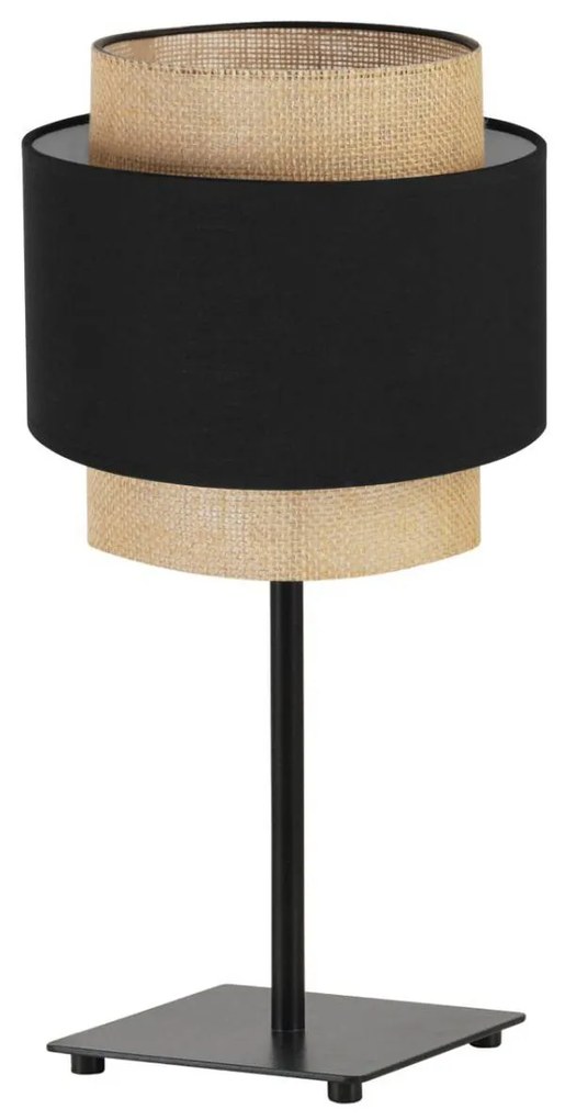 Stolní lampa BOHO, 1x jutové/černé textilní stínítko