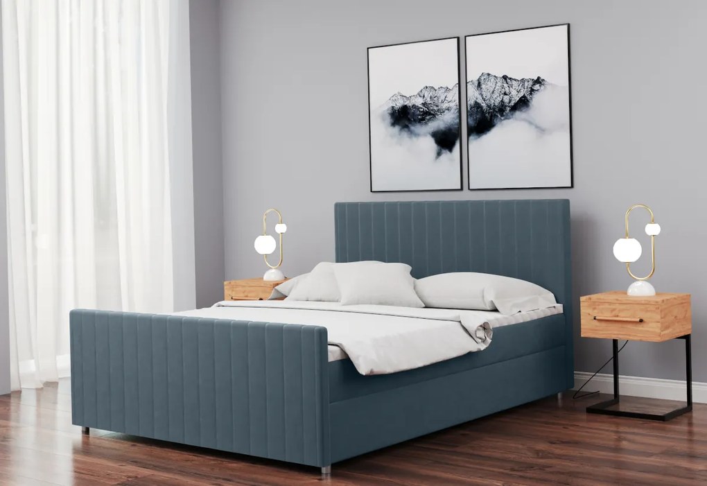 Čalouněná postel boxspring LANTINO + topper, 180x200, matt velvet 73