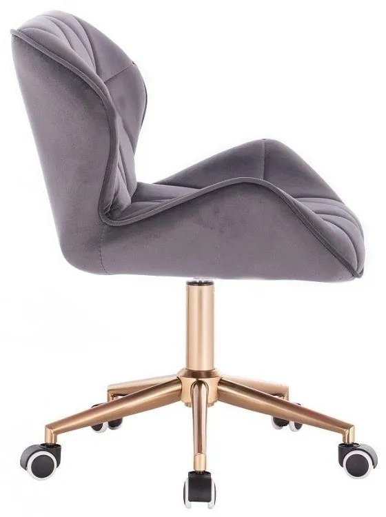 LuxuryForm DESIGN Otočná židle MILANO VELUR na zlaté podstavě s kolečky - tmavě šedá