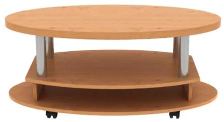 Konferenční stolek K166 Hugo, na kolečkách, ovál 110x60 cm, český výrobek
