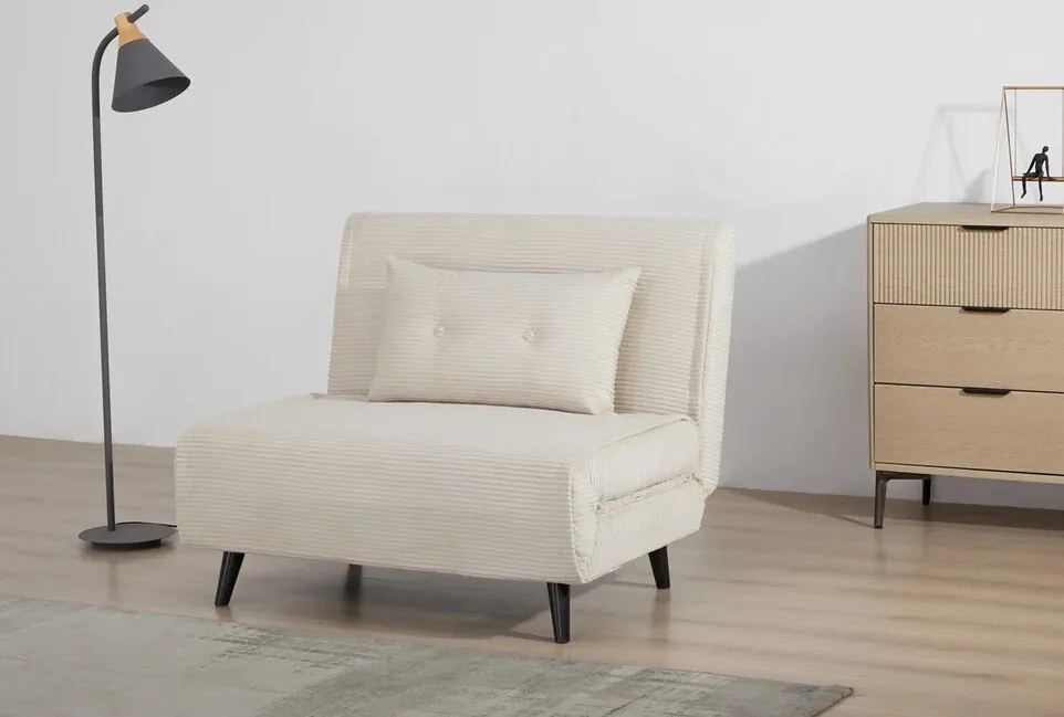 Multifunkční polohovací křeslo Mora manšestr béžová 100cm