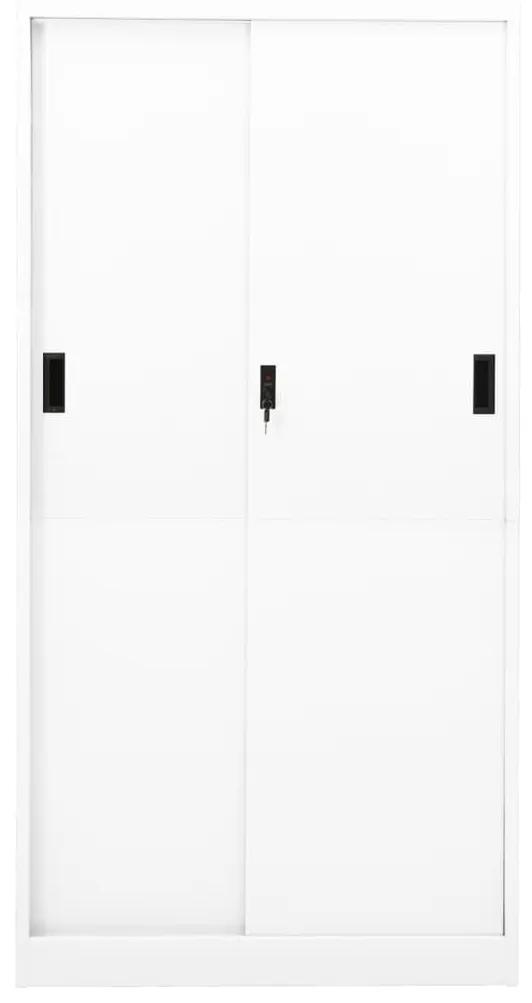 Kancelářská skříň s posuvnými dveřmi bílá 90 x 40 x 180 cm ocel - Default Title