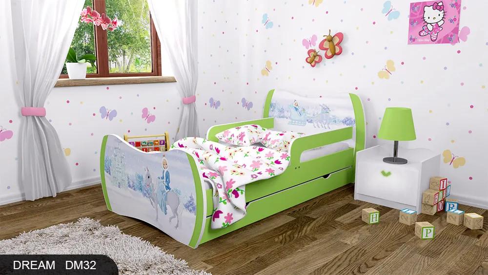 Dětská postel Dream vzor 32 140x70 cm zelená