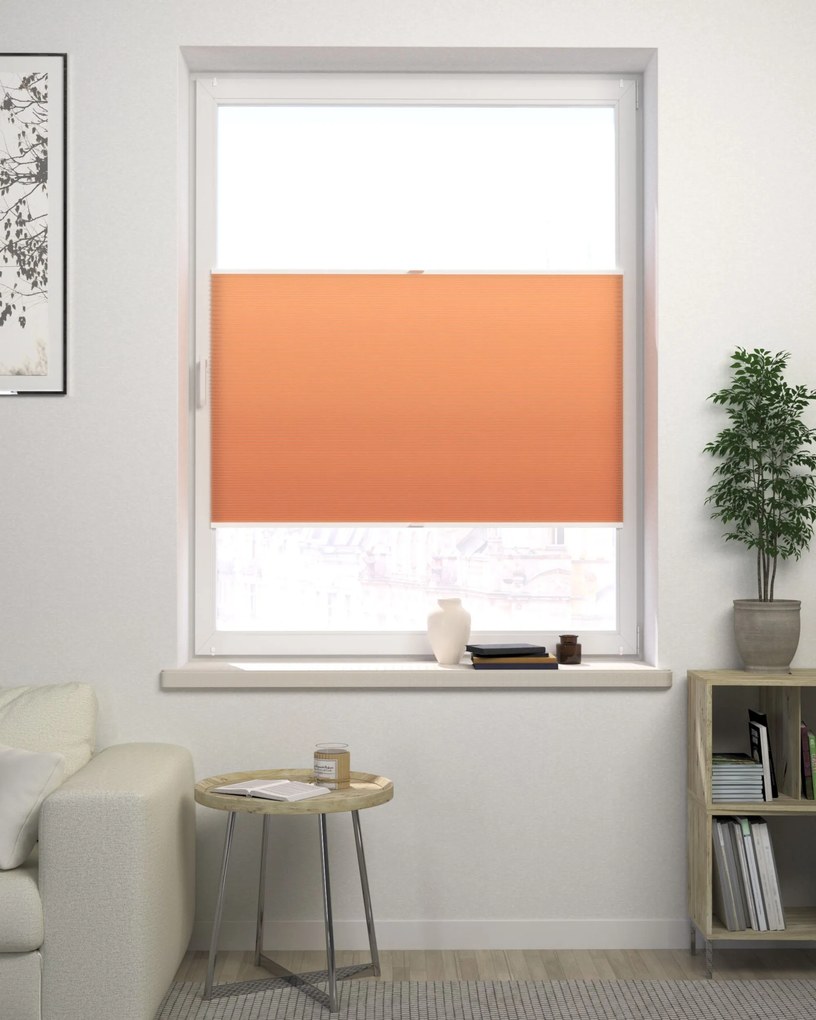Plisé roleta na míru Honeycomb barva oranžová látka poloprůhledná