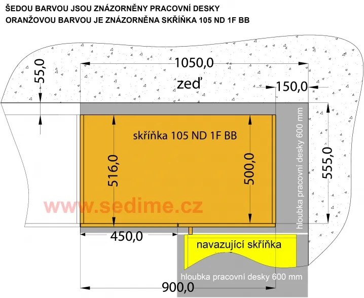 Kuchyňská skříňka Vigo matera 105 ND 1F BB