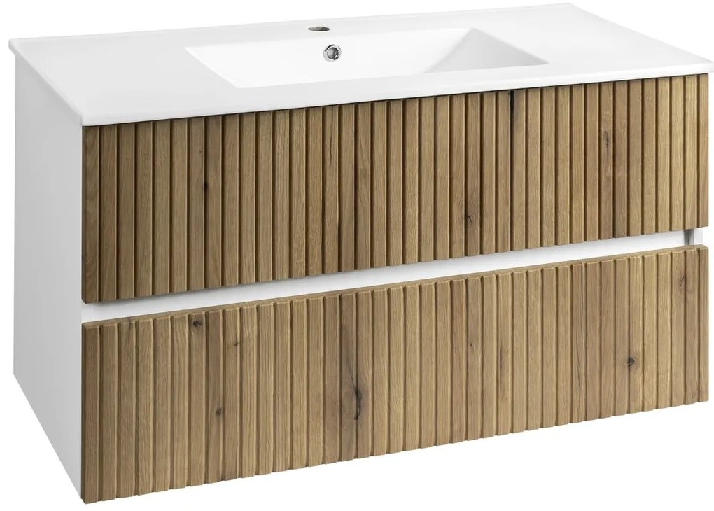 Aqualine Aqualine, PANEDA STRIP umyvadlová skříňka 99,5x55x45,2cm, dub emporio, PN310