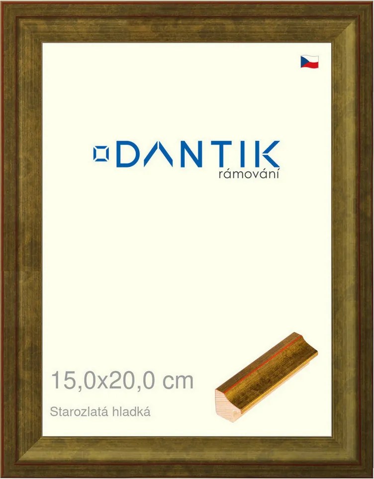 DANTIK rámeček 15x20 | Starozlatá hladká (Sklo Čiré)