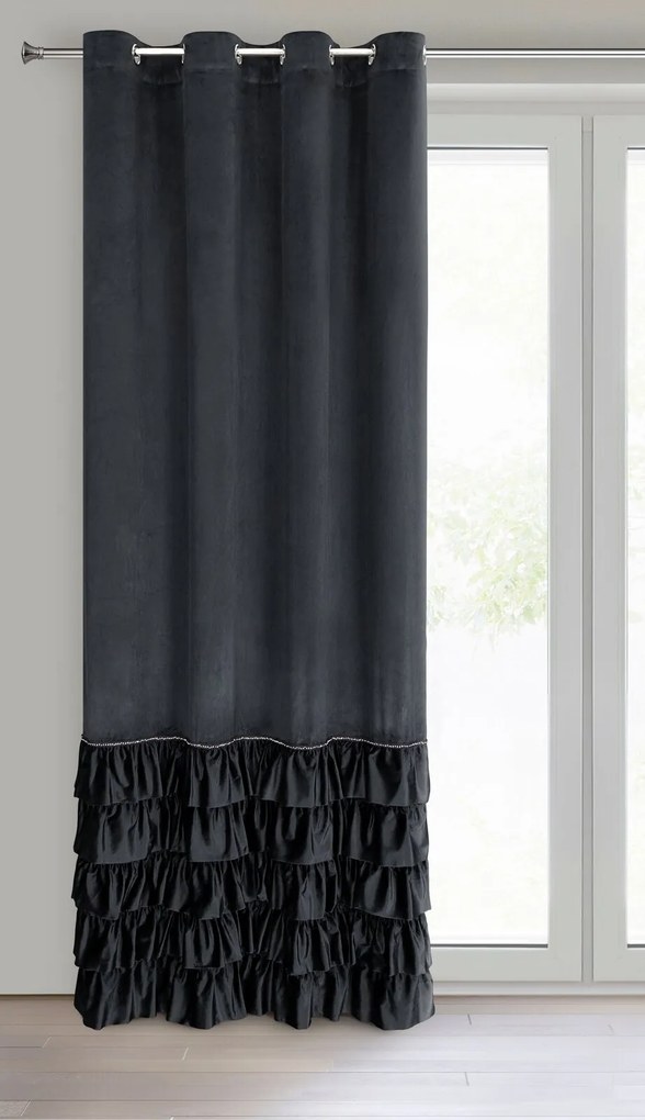 ZATEMŇOVACÍ ZÁVĚS NA KROUŽCÍCH CARLI 140X250 CM ČERNÁ