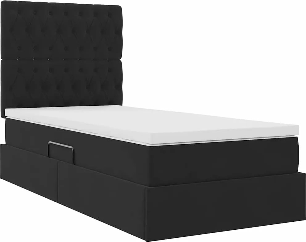Postel s úložným prostorem a matrací Černá 100 x 200 cm samet 3372071