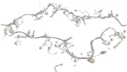 LED světelný řetěz na baterie, bílé perly, ledově bílá, 10 diod, 1,3 m