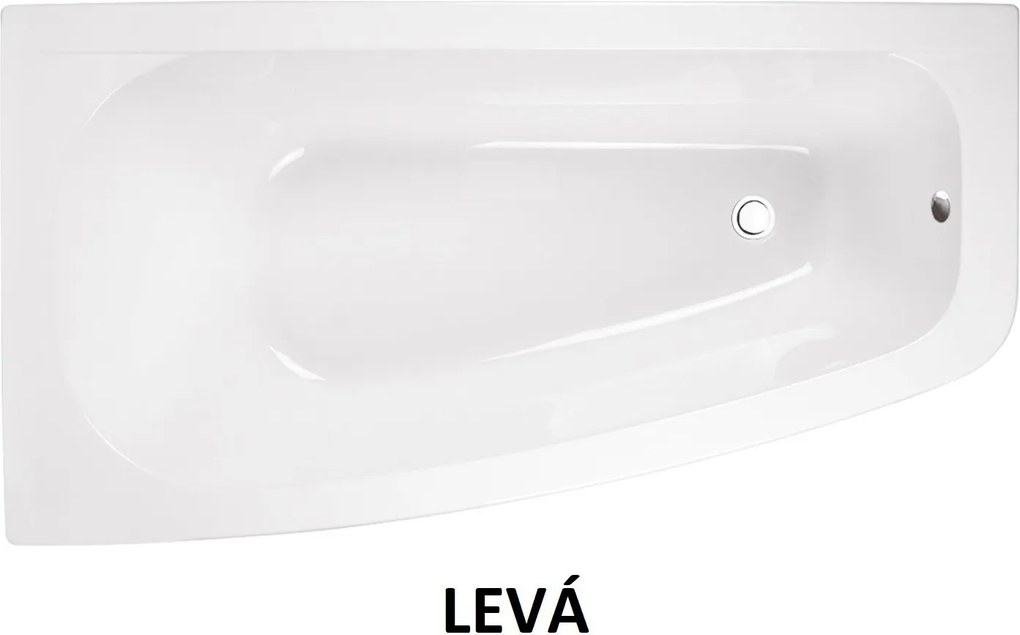Besco LUNA vana 150 x 80 cm asymetrická levá vč. nožiček VANLUN150L+OLVPINOZ
