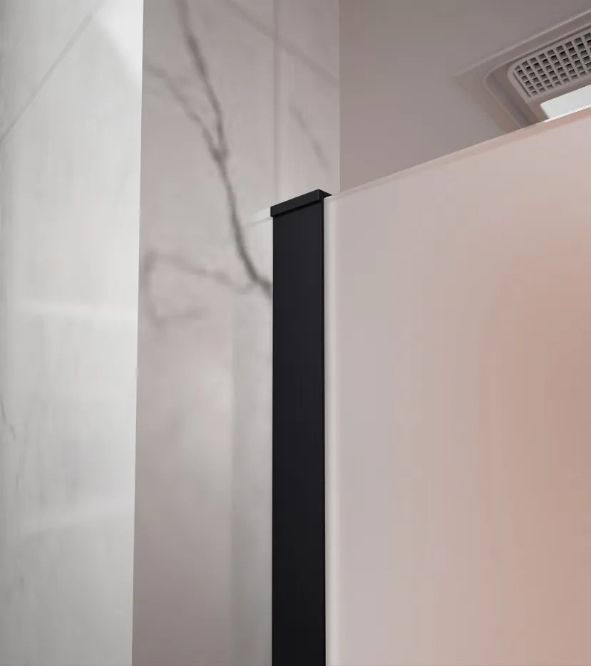 Erga Paris, sprchová zástěna Walk-In 30x200 cm, 8mm sklo námraza, černý profil, ERG-V02-PARIS-030x200-FR-BK