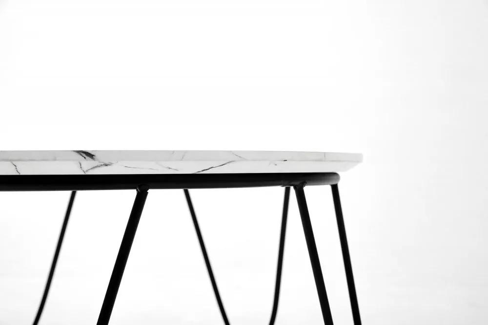 Konferenční stolek- NUBIRA - Černý/ Bílý mramor