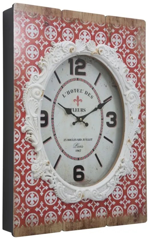 Červenobílé MDF nástěnné hodiny Mauro Ferretti Tito, 58 cm