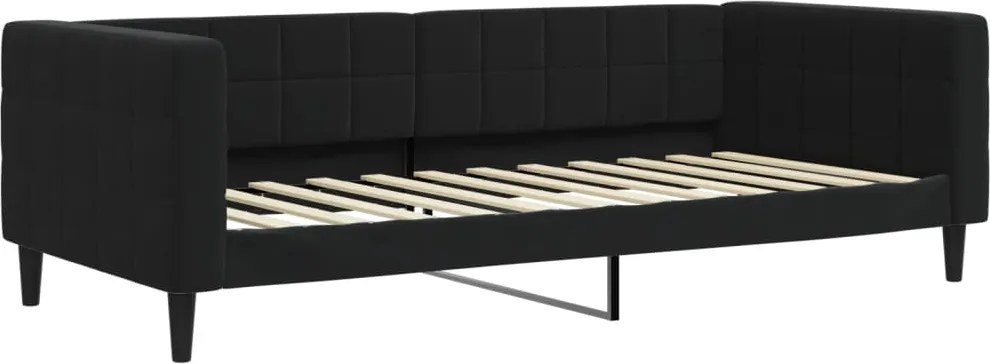 Válenda s přistýlkou a zásuvkami černá 90 x 200 cm samet 3196767