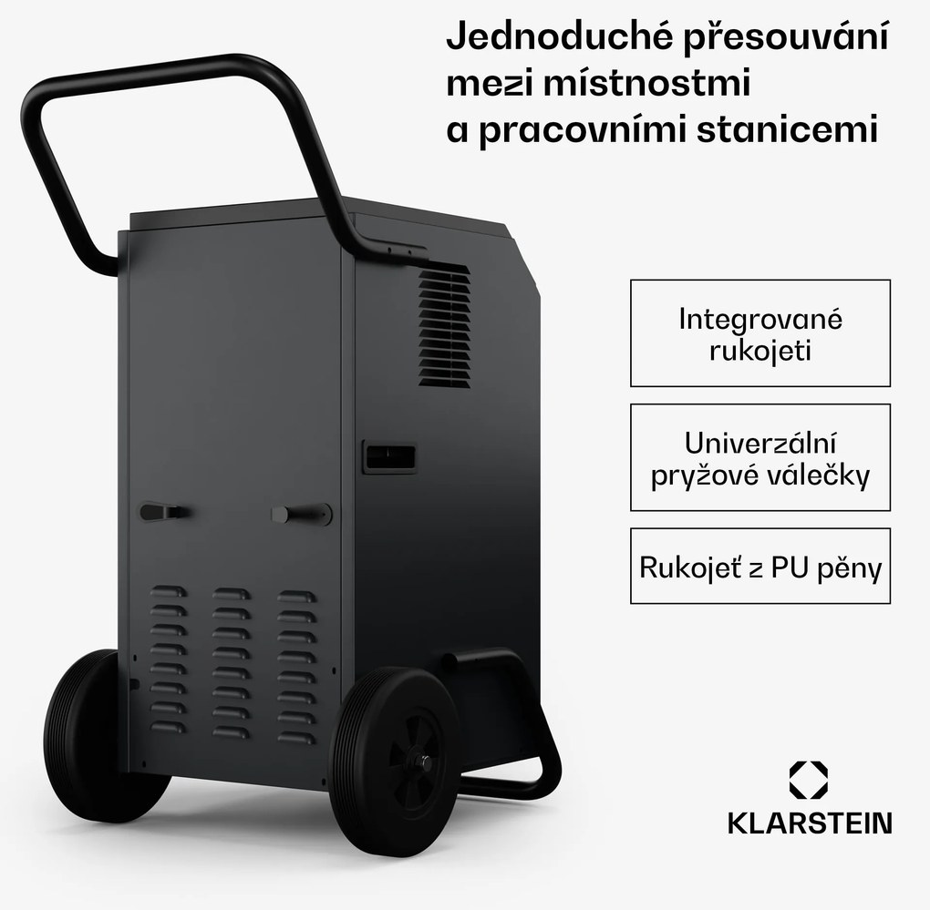 Klarstein DuraDry 70L odvlhčovač vzduchu, 70 l/den, 60-100 m², nerezová ocel, mobilní, 450 m³/h
