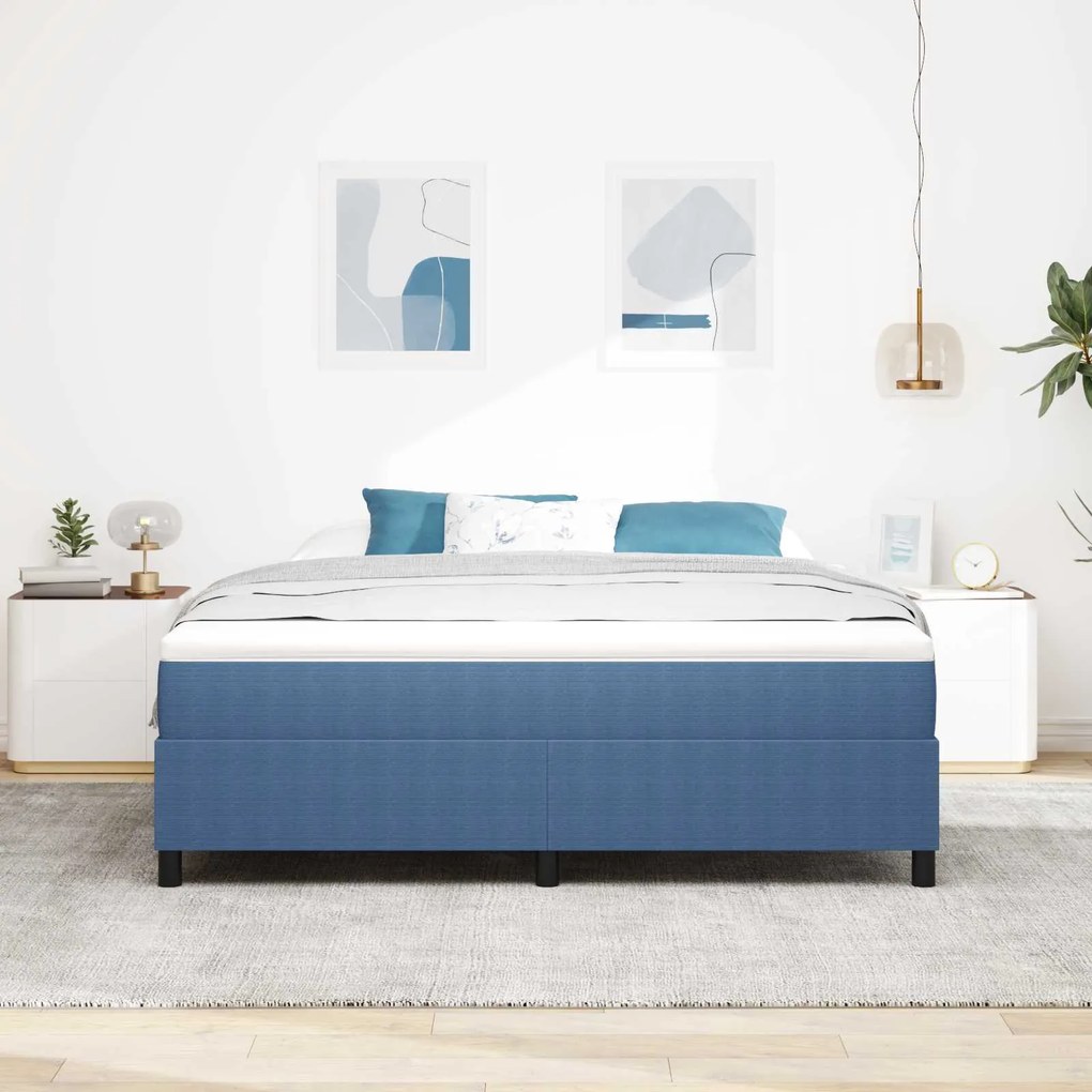 Rám platformy Modrá 180 x 200 cm Žebrovaná látka 3337425