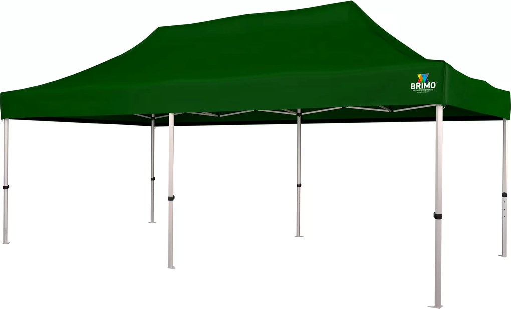 BRIMO Nůžkový stan 3x6 m ALU bez stěn - Hliníkový rám, Vodotěsný - bez stěn - Zelená S. Alu