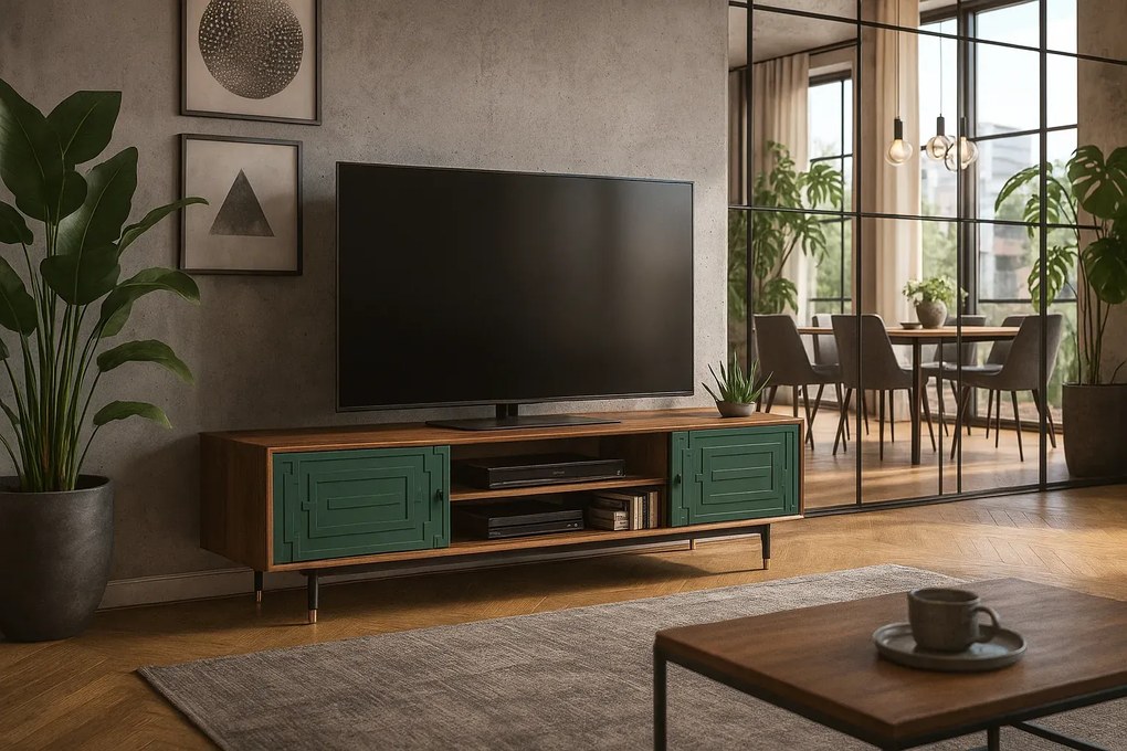 TV stolek Stilig ST153 200 cm ořech/zelený