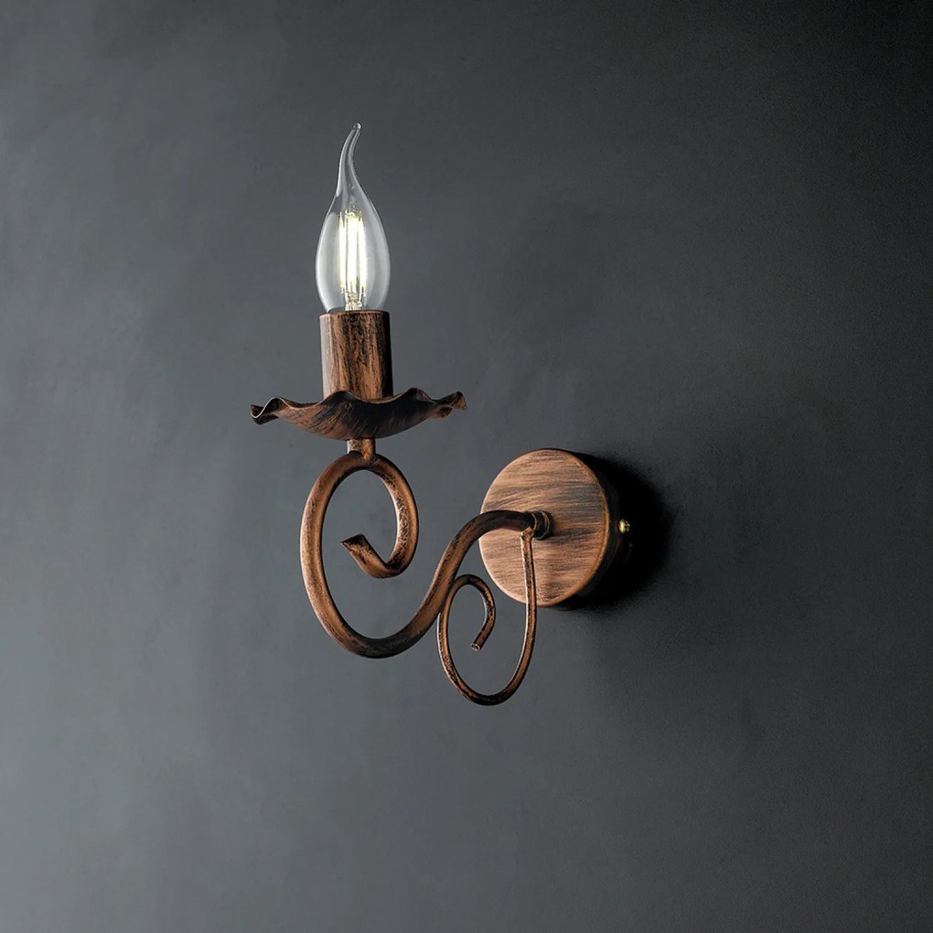 Light for home - Nástěnné svítidlo BL130-AP1-NR Alma, 1 X 40 Watt Max, černá, měděná, 1x40W, E14, Černá, měděná